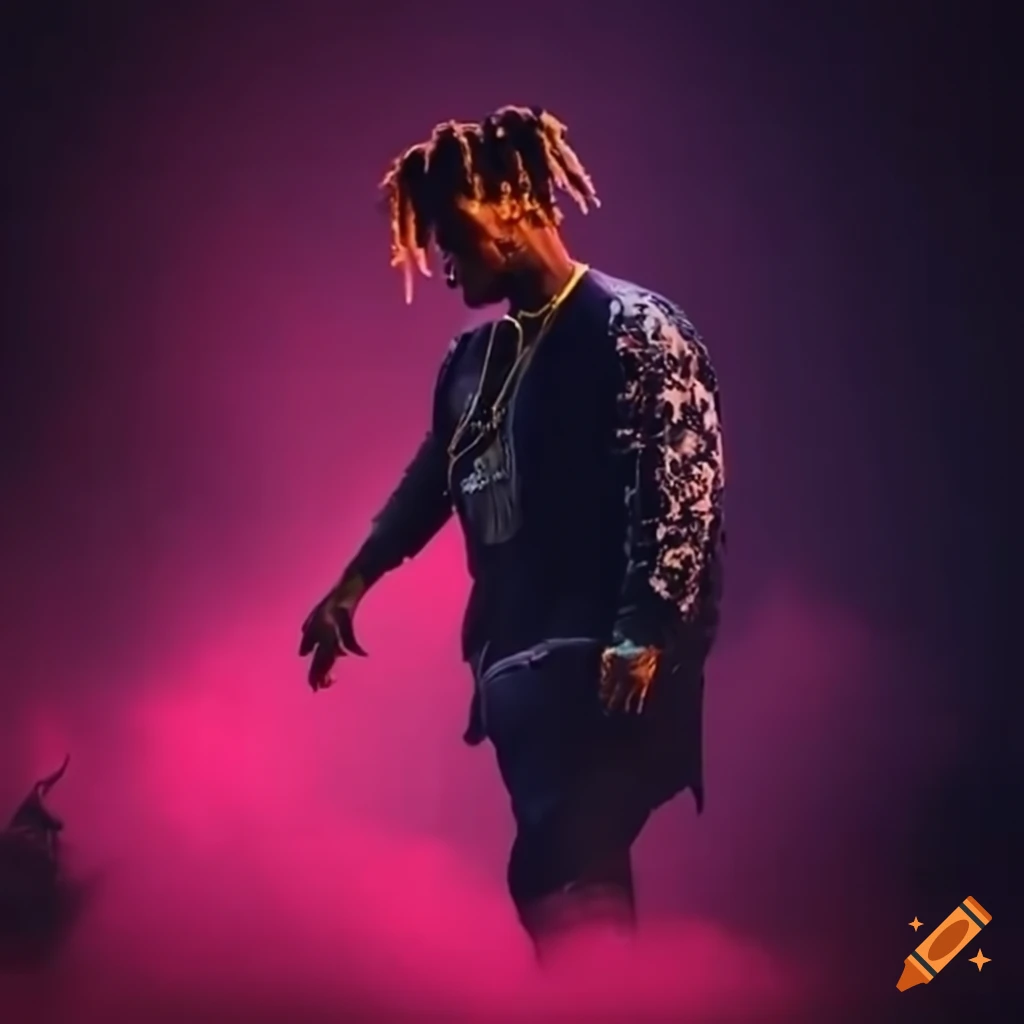 Juice wrld with a rose on the sidewalk on Craiyon