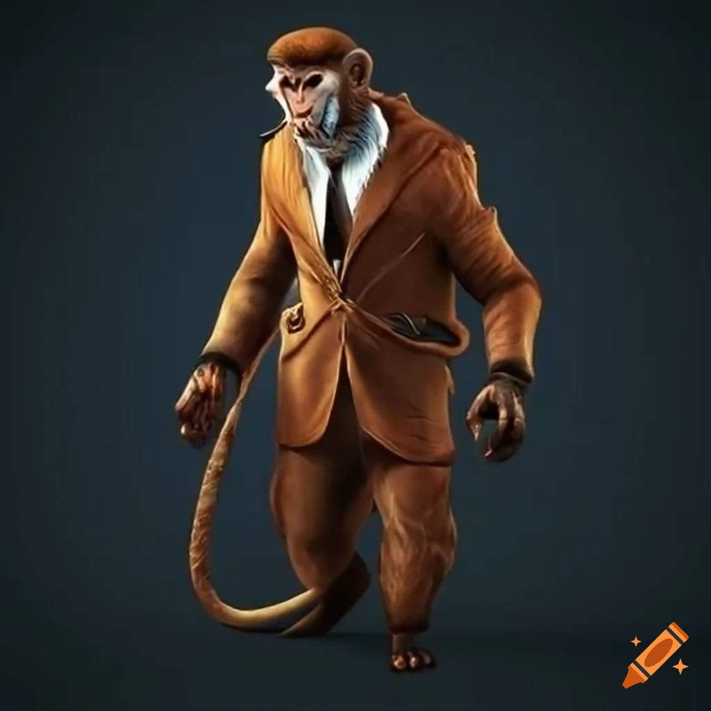 Alpha monkey in a suit with a cigar on Craiyon