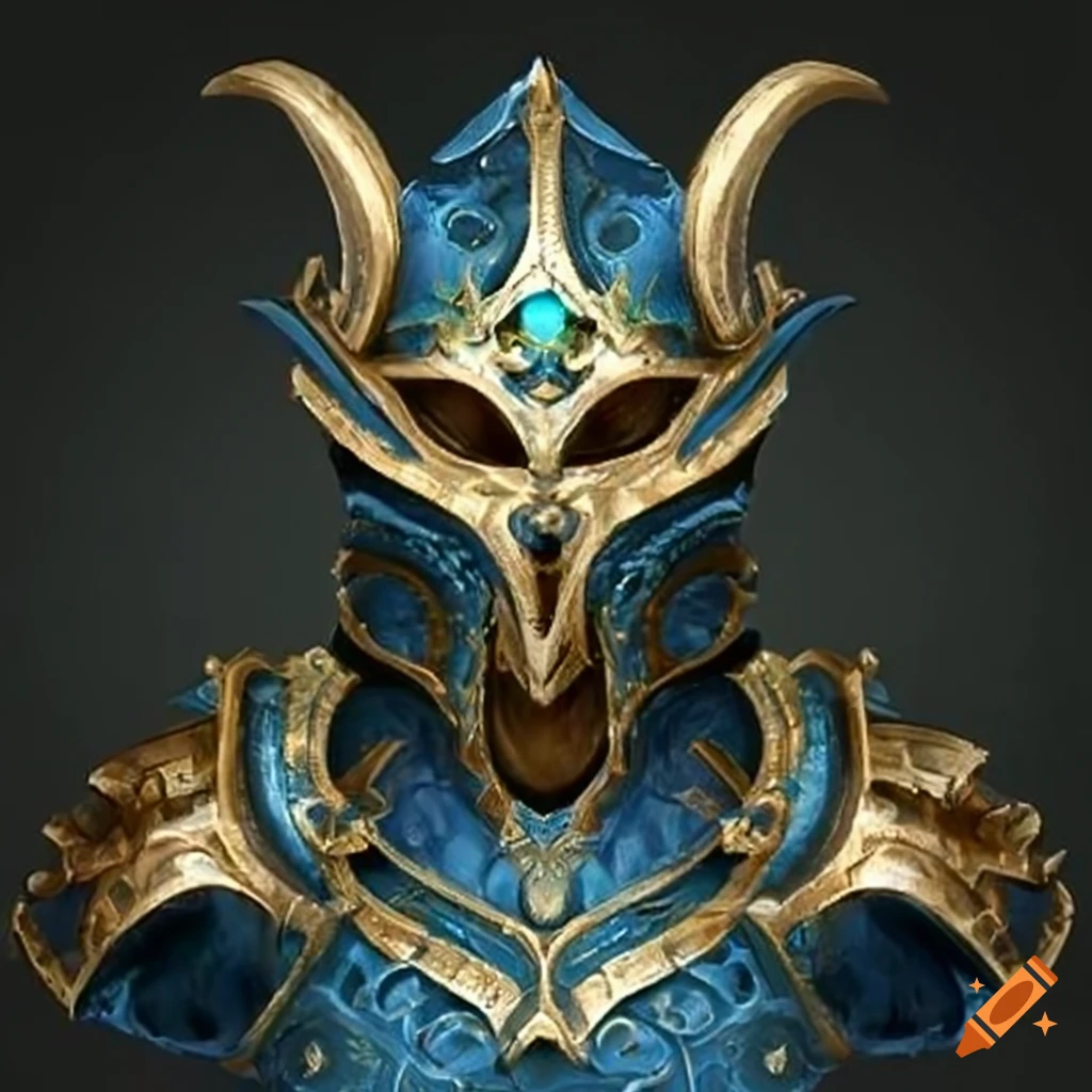 Front view of adorned magic armor on Craiyon