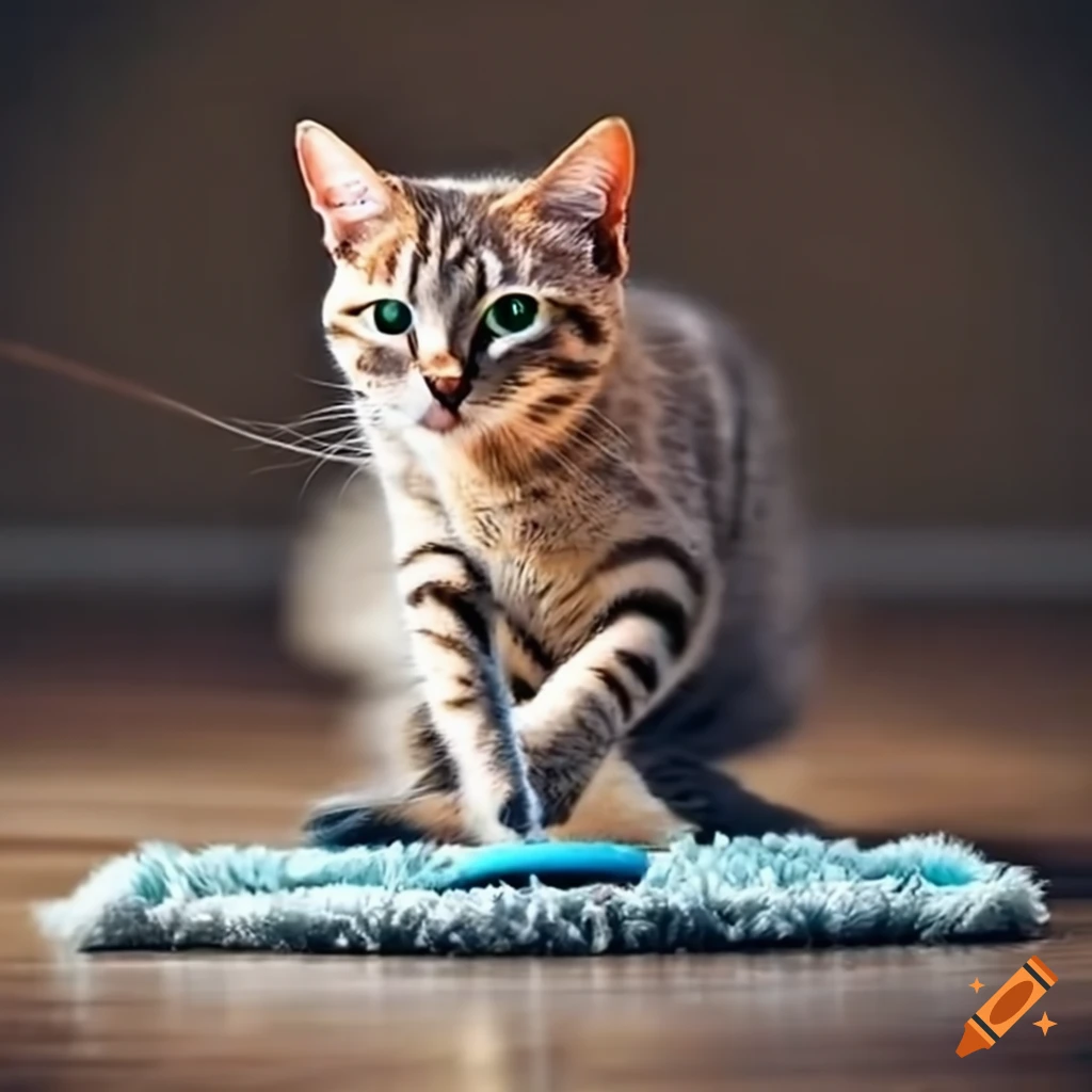 Cat mopping the floor on Craiyon