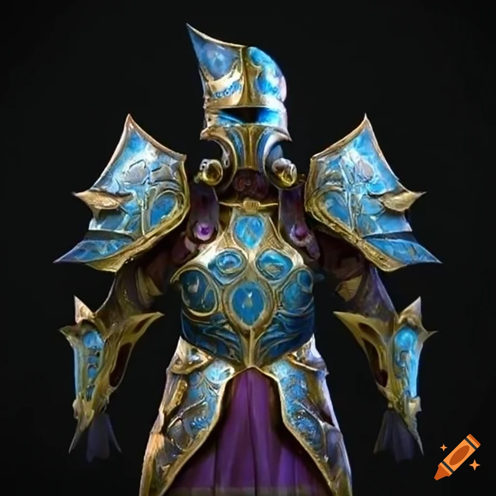 Front view of decorated magic armor on Craiyon