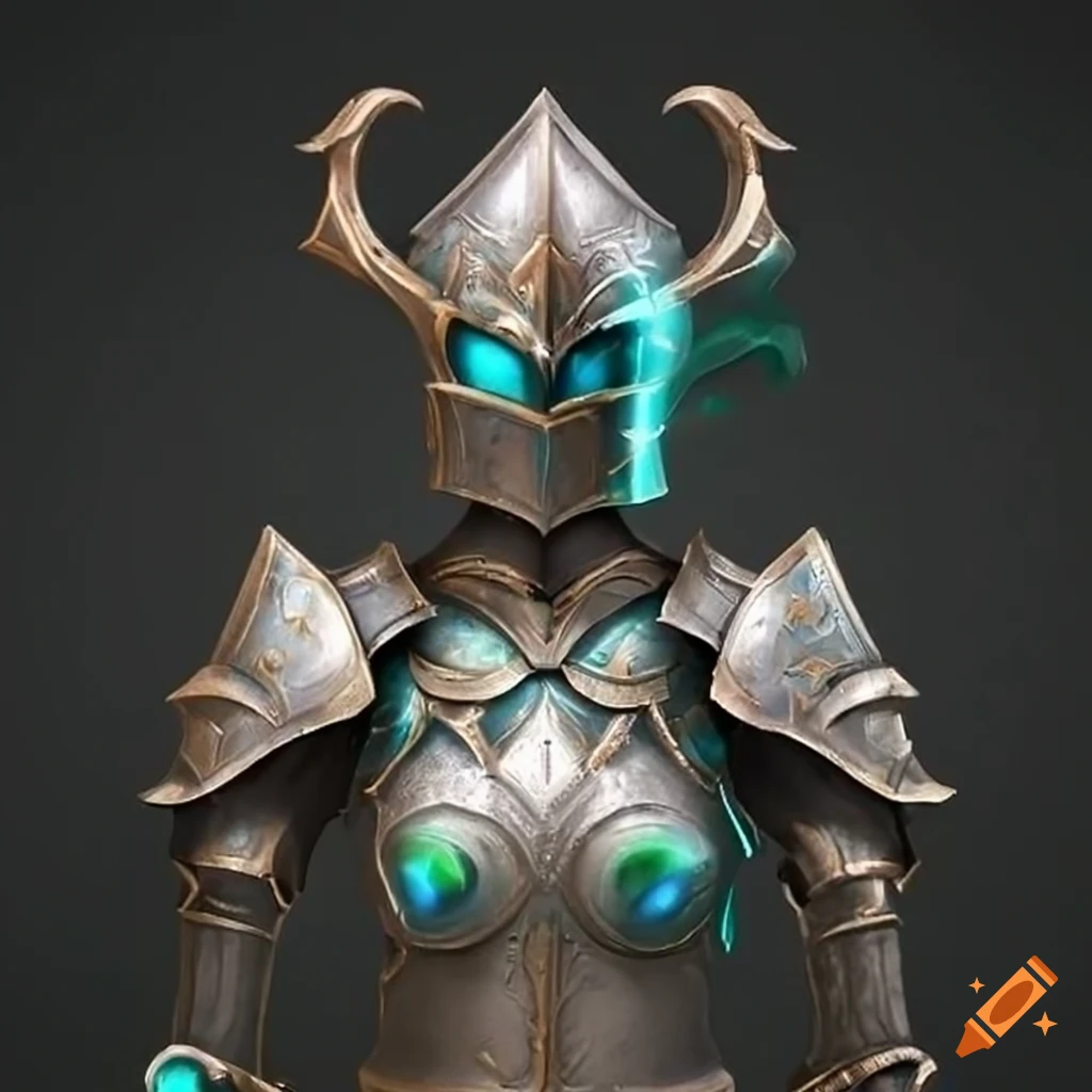Front view of adorned magic armor on Craiyon