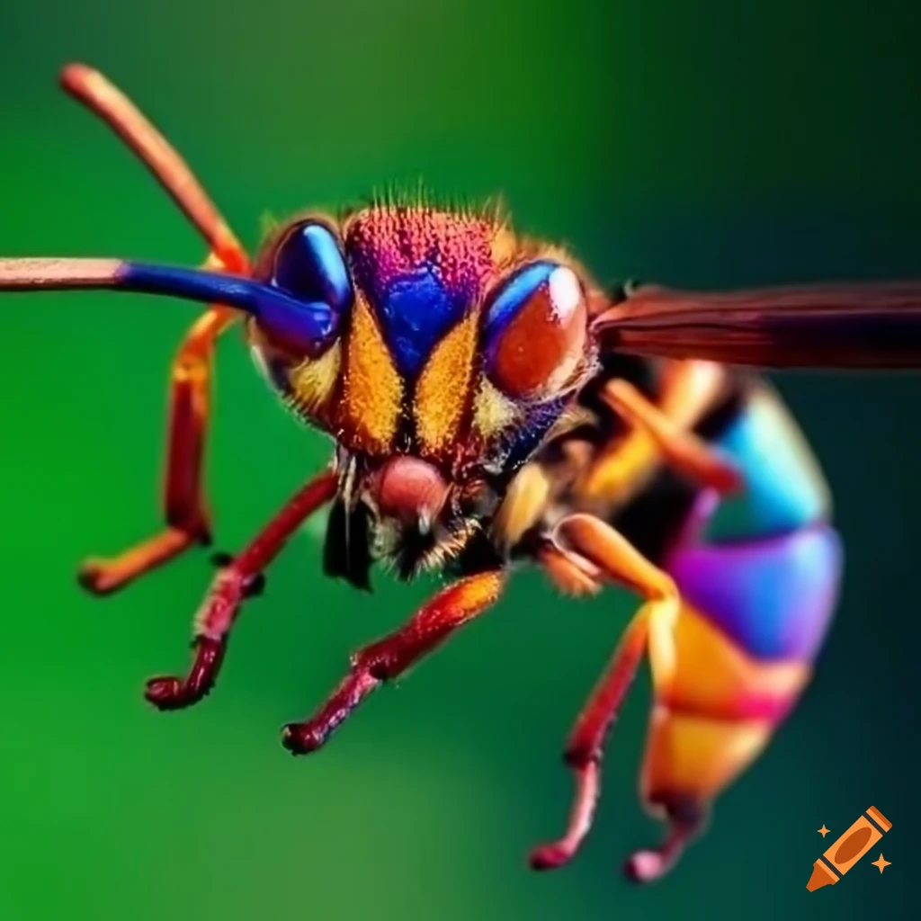 Colorful wasp insects with copper, silver, and jade colors on Craiyon