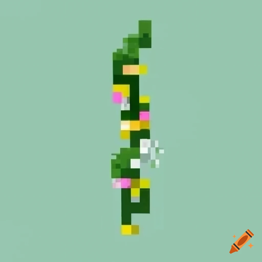 Pixel art of hanging vine with small flowers on Craiyon
