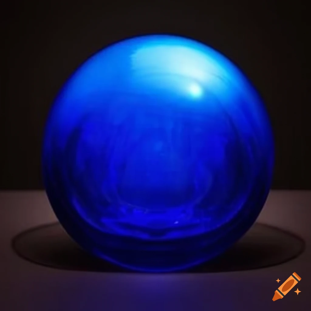 Glistening blue transparent sphere on Craiyon