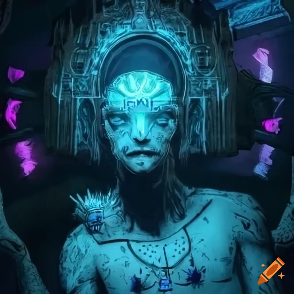 OogaBooga Cyberpunk fantasy ancient Fantom FTM Blueish Cryptocurrency on Craiyon