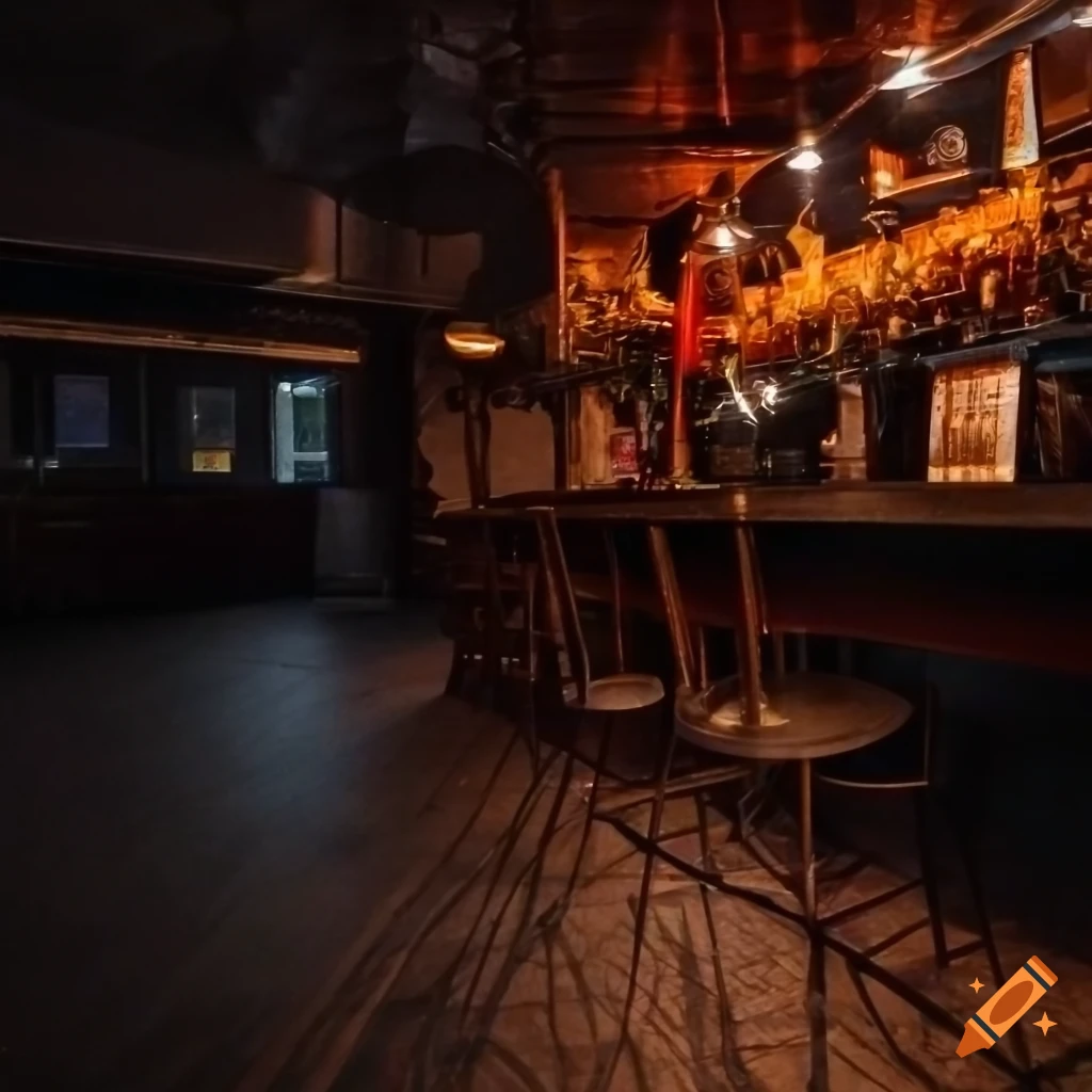 Empty bar with dim lighting on Craiyon