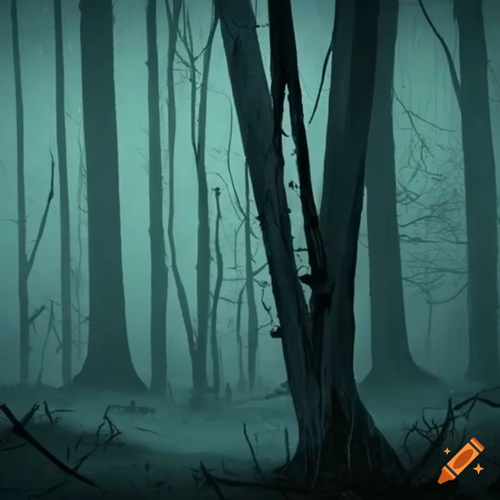 Fading dead forest landscape on Craiyon