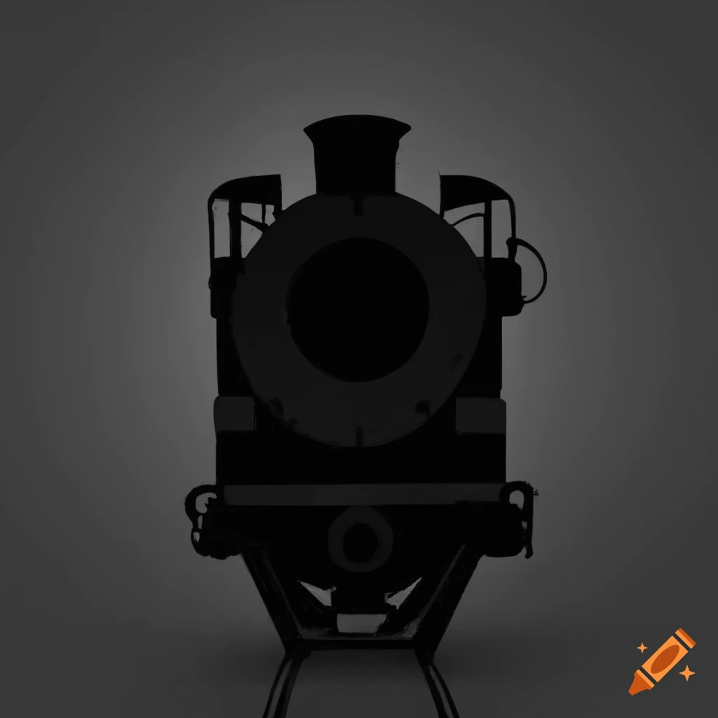 Silhouetted old black train on Craiyon