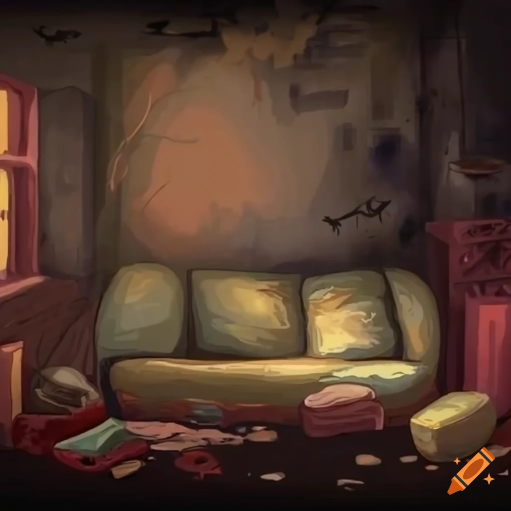 Post-apocalyptic room with a focus on an old sofa in My Little Pony ...