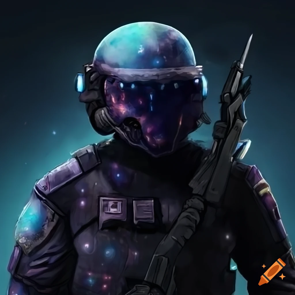 Galaxy-themed soldier from scp on Craiyon