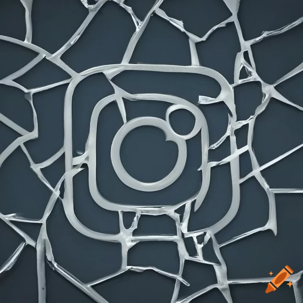 Creative abstract interpretation of shattered instagram logo on Craiyon