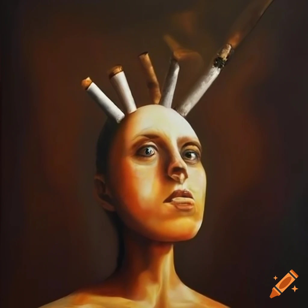 Surreal artwork of human-like cigarettes on Craiyon