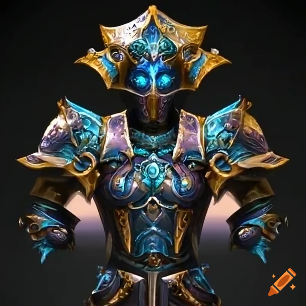 Front view of adorned magic armor on Craiyon