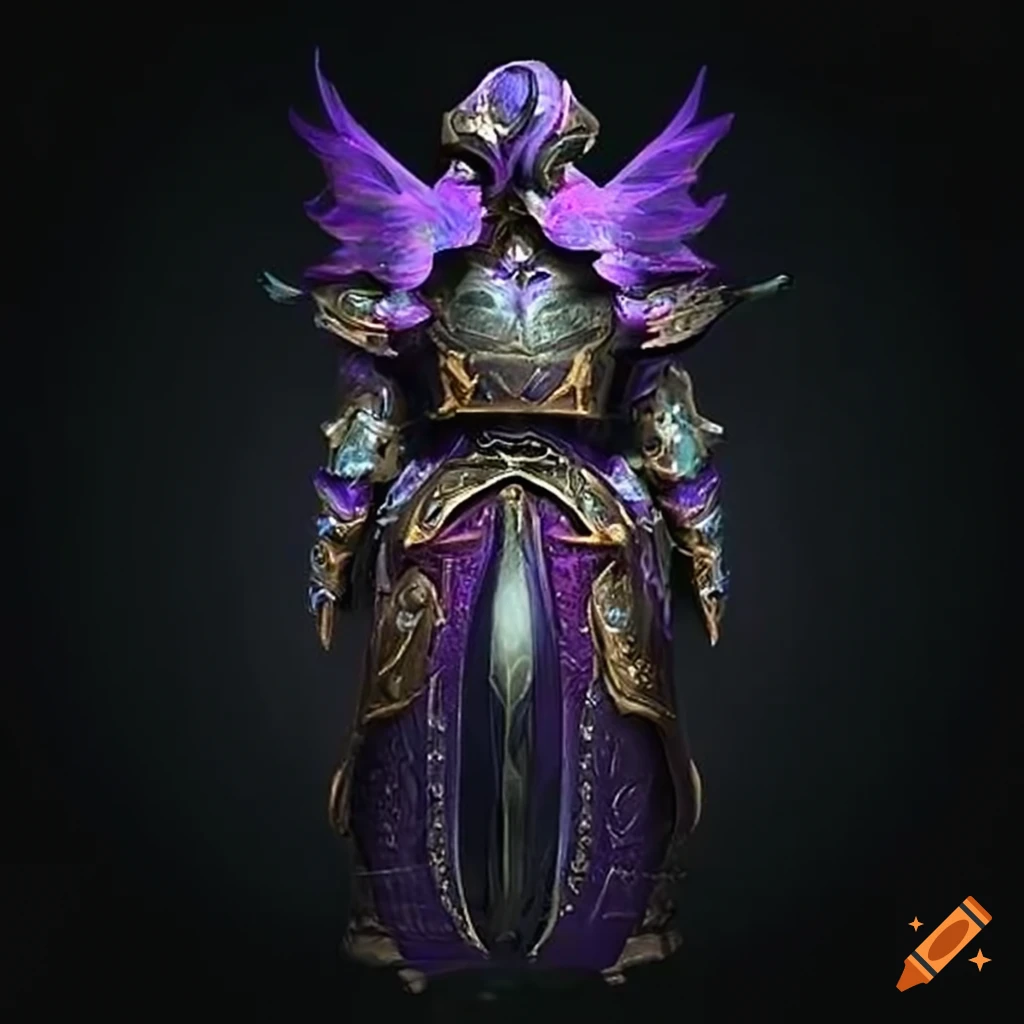 Front view of adorned magic armor on Craiyon