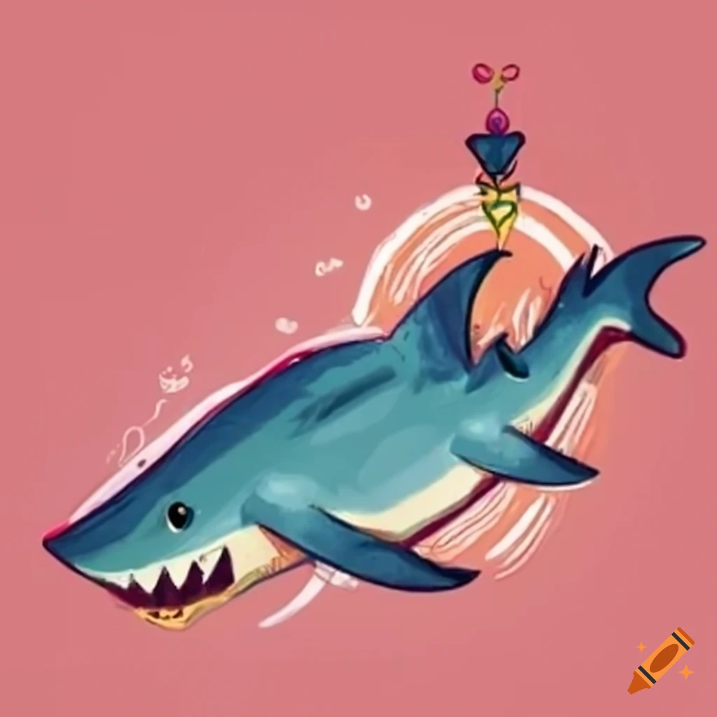 Playful illustration of a shark and a queen as friends on Craiyon