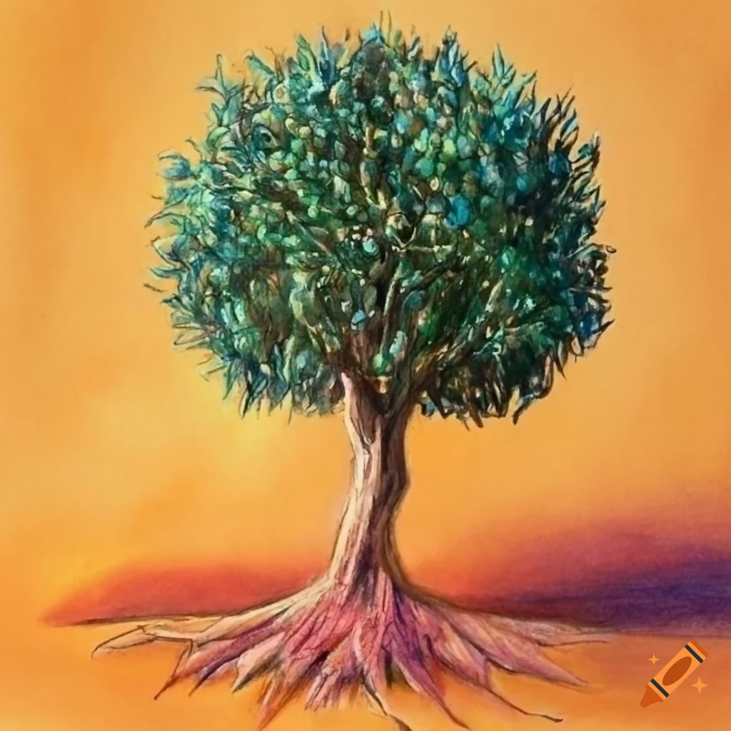 Olive trees in four colorful shades on Craiyon