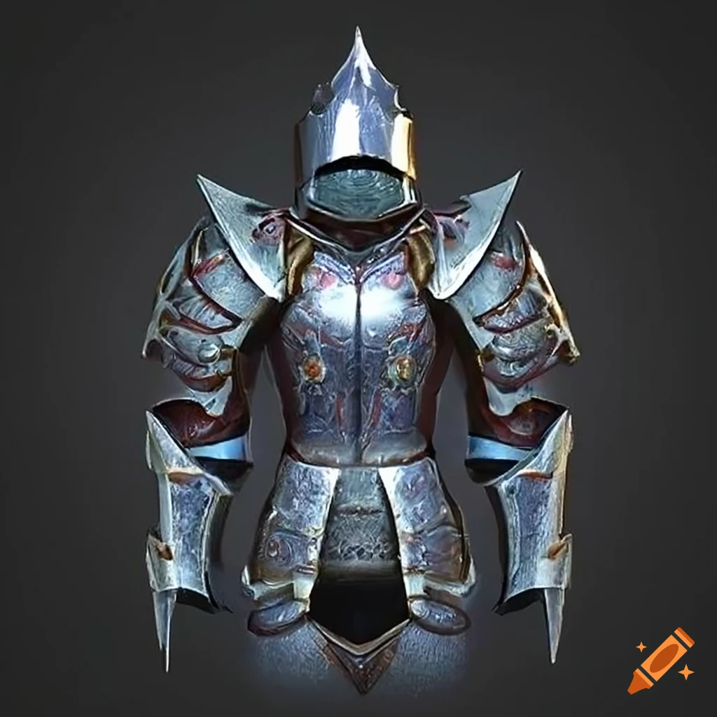 Front view of adorned magic armor on Craiyon