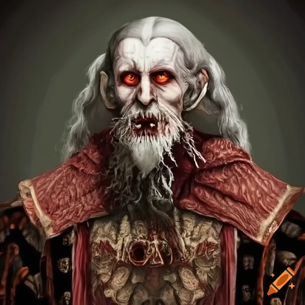 Old bearded vampire in renaissance clothes on Craiyon