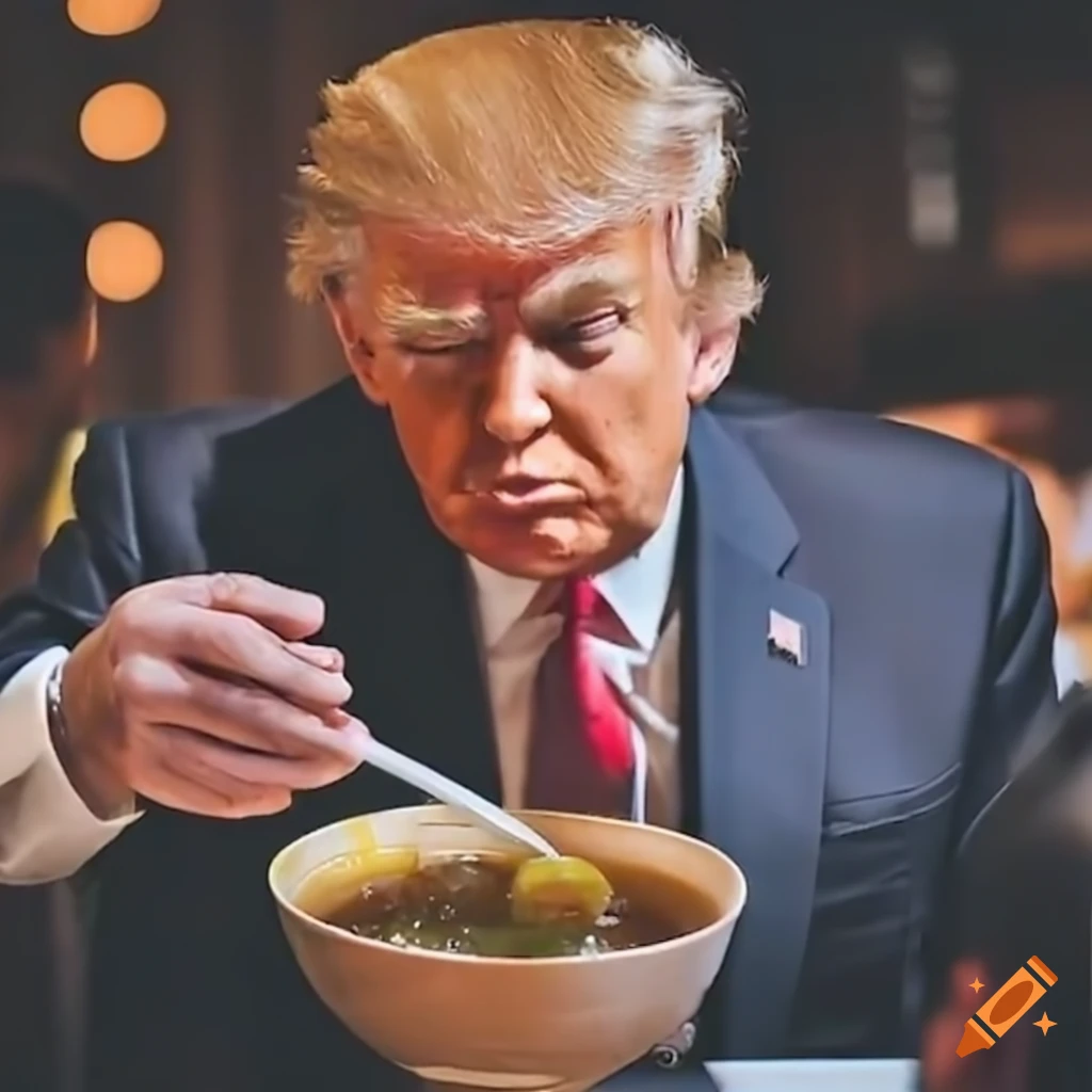 Donald trump eating ramen in tokyo on Craiyon