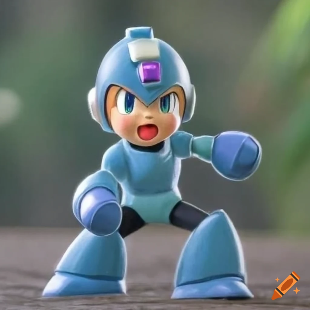 Cute little Megaman character in colored pencil art style on Craiyon