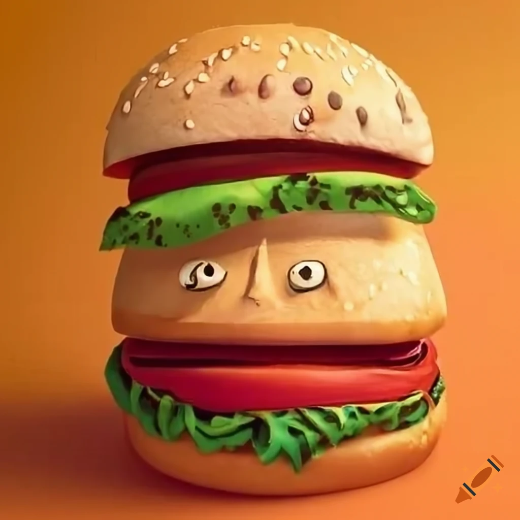 Burger with face painting on Craiyon