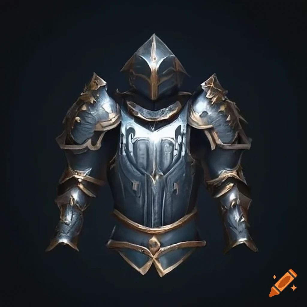 Front view of adorned magic armor on Craiyon