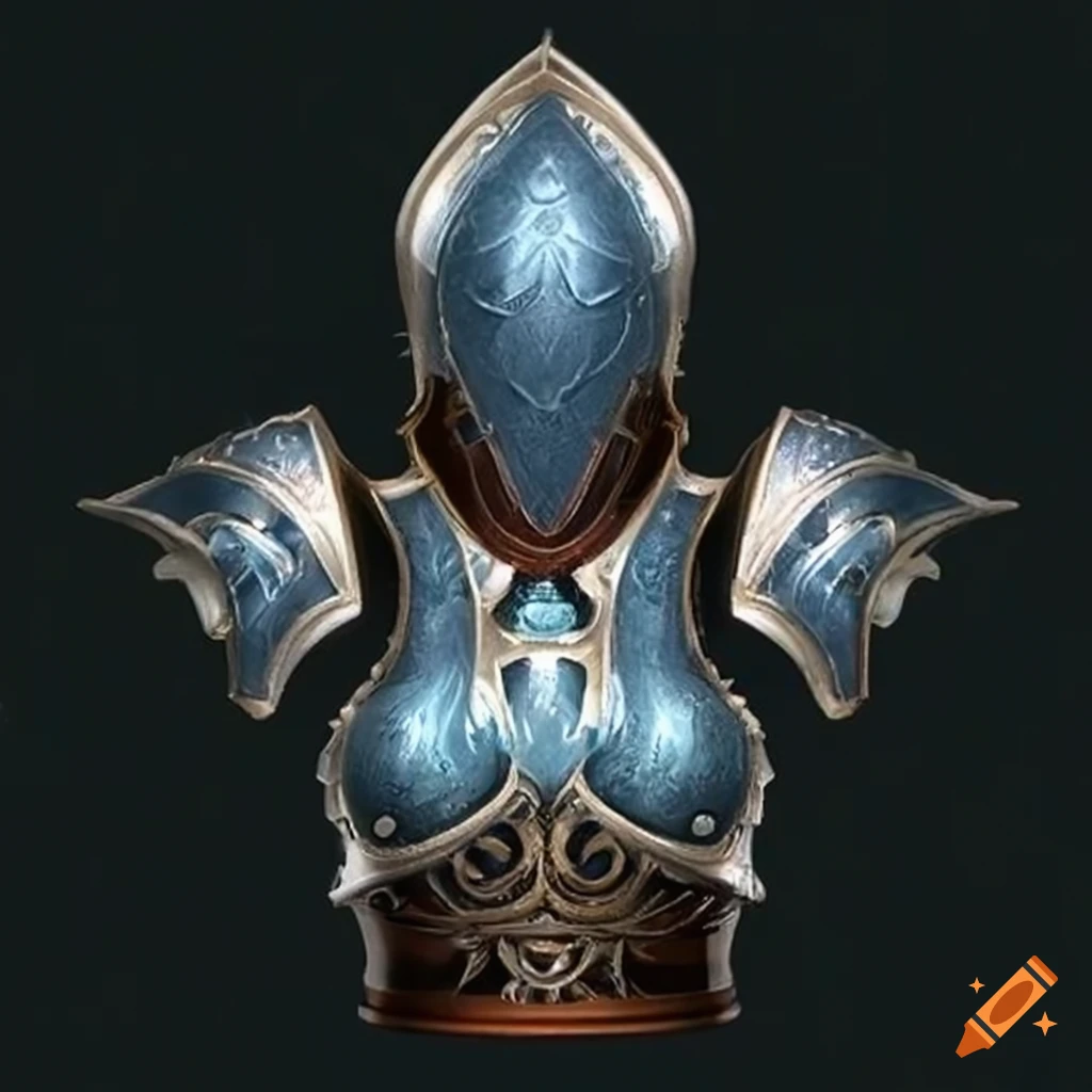 Front view of adorned magic armor on Craiyon