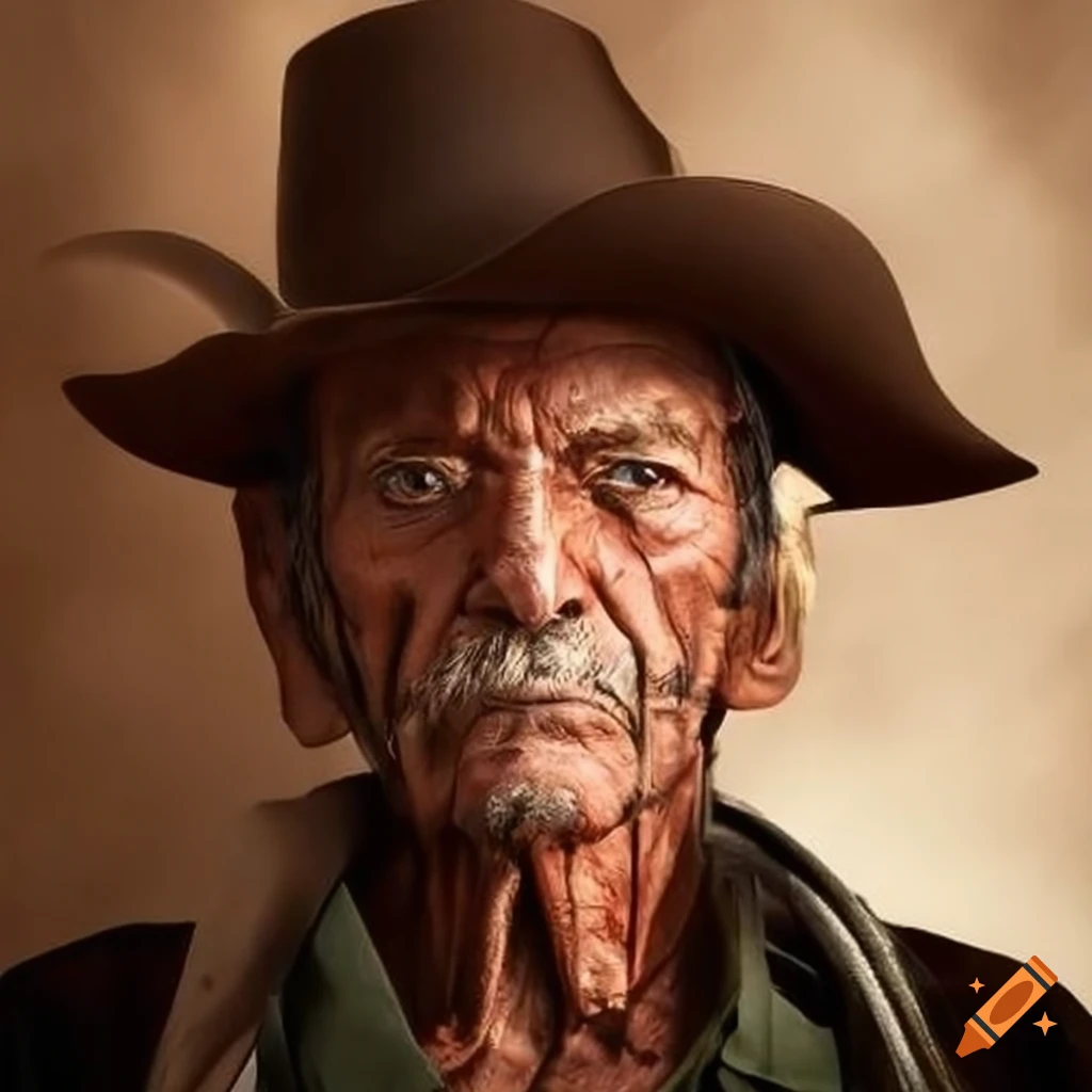 Dual face of a cowboy showing good and bad sides in an ironic manner on ...