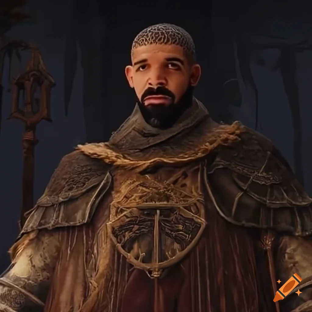 Drake playing elden ring video game on Craiyon