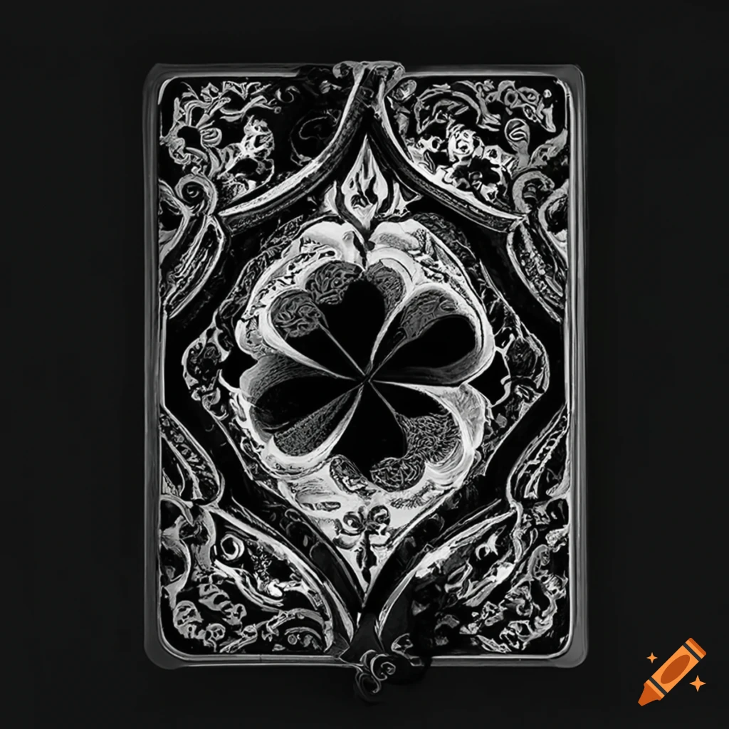Luxurious black and white clover game card on Craiyon