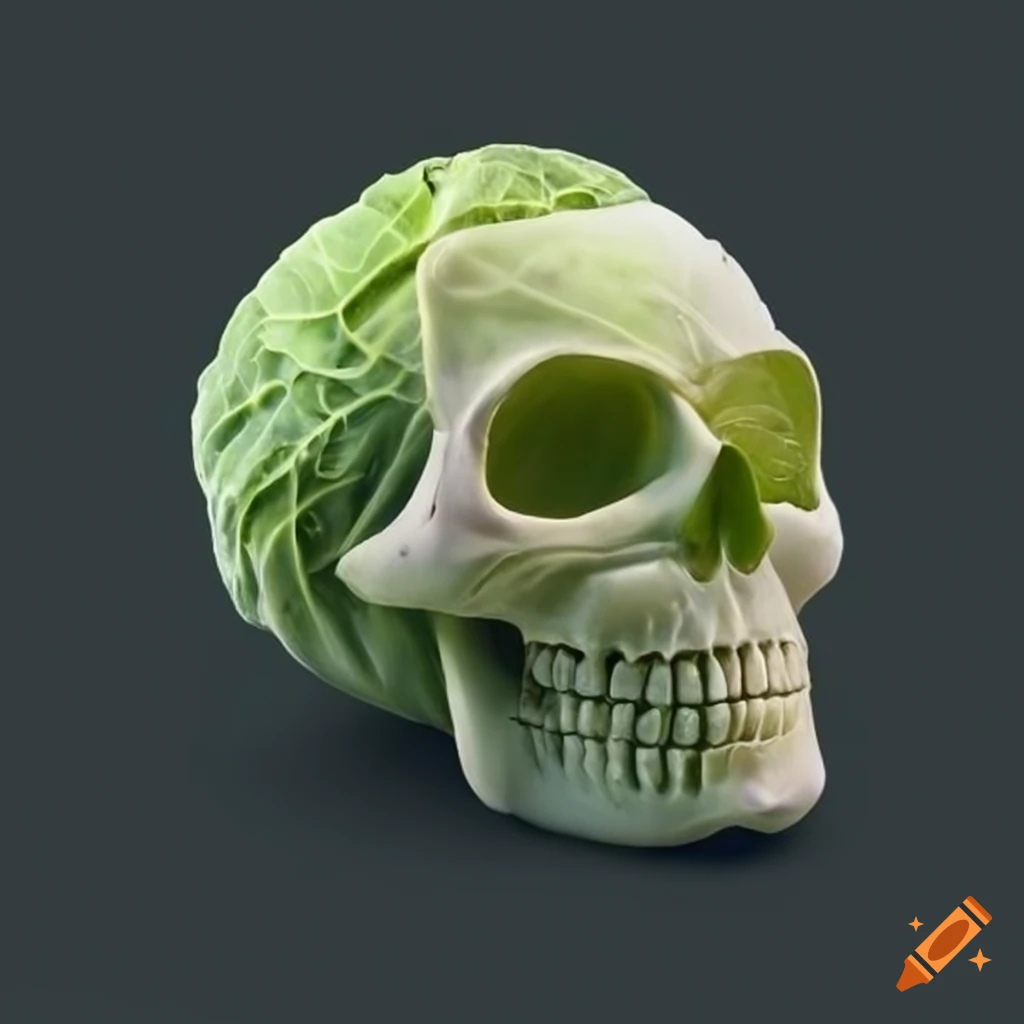 Skull-shaped cabbage head on Craiyon