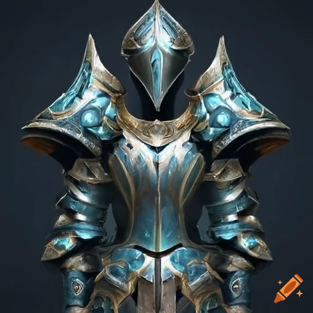 Front view of adorned magic armor on Craiyon