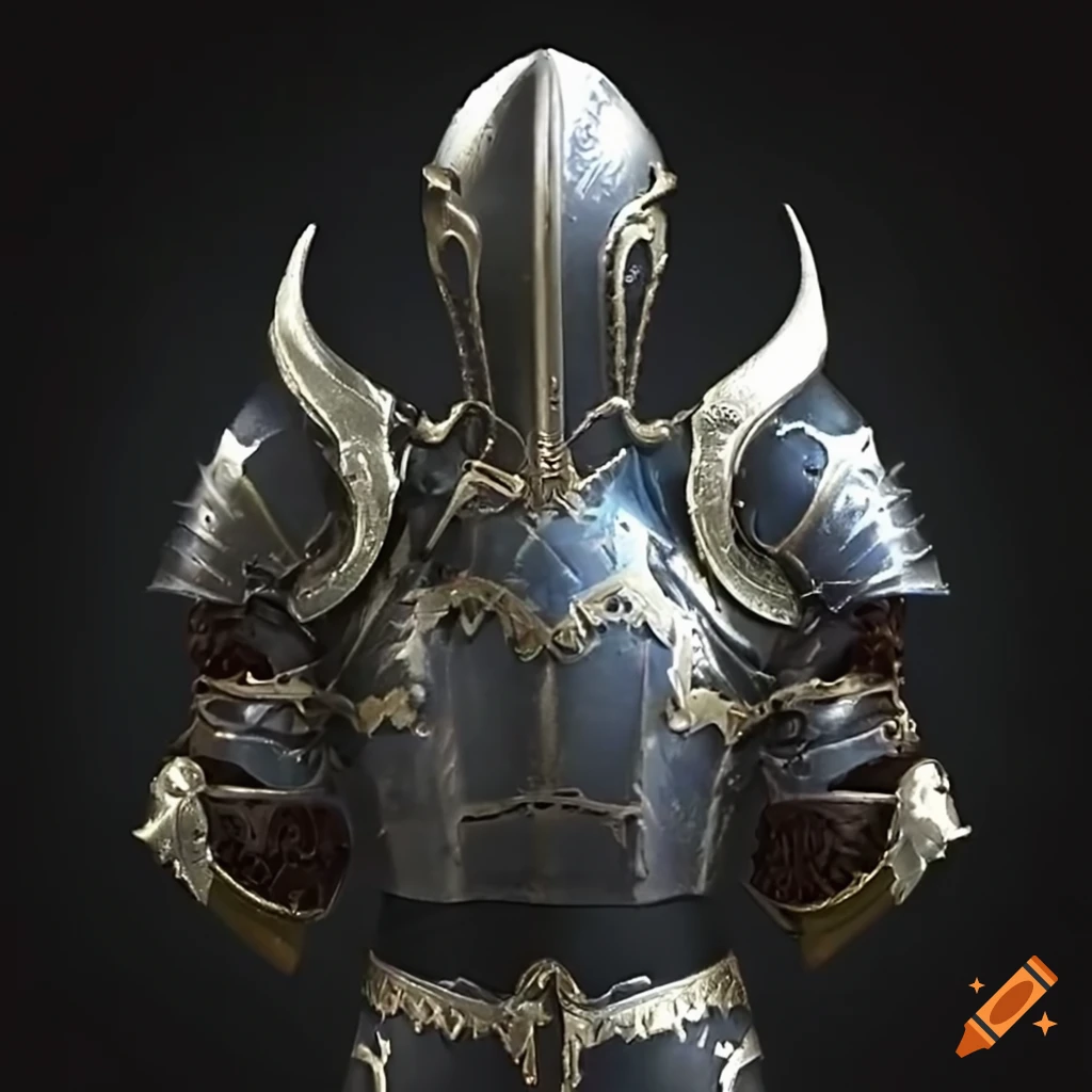 Front view of magic armor parts on Craiyon