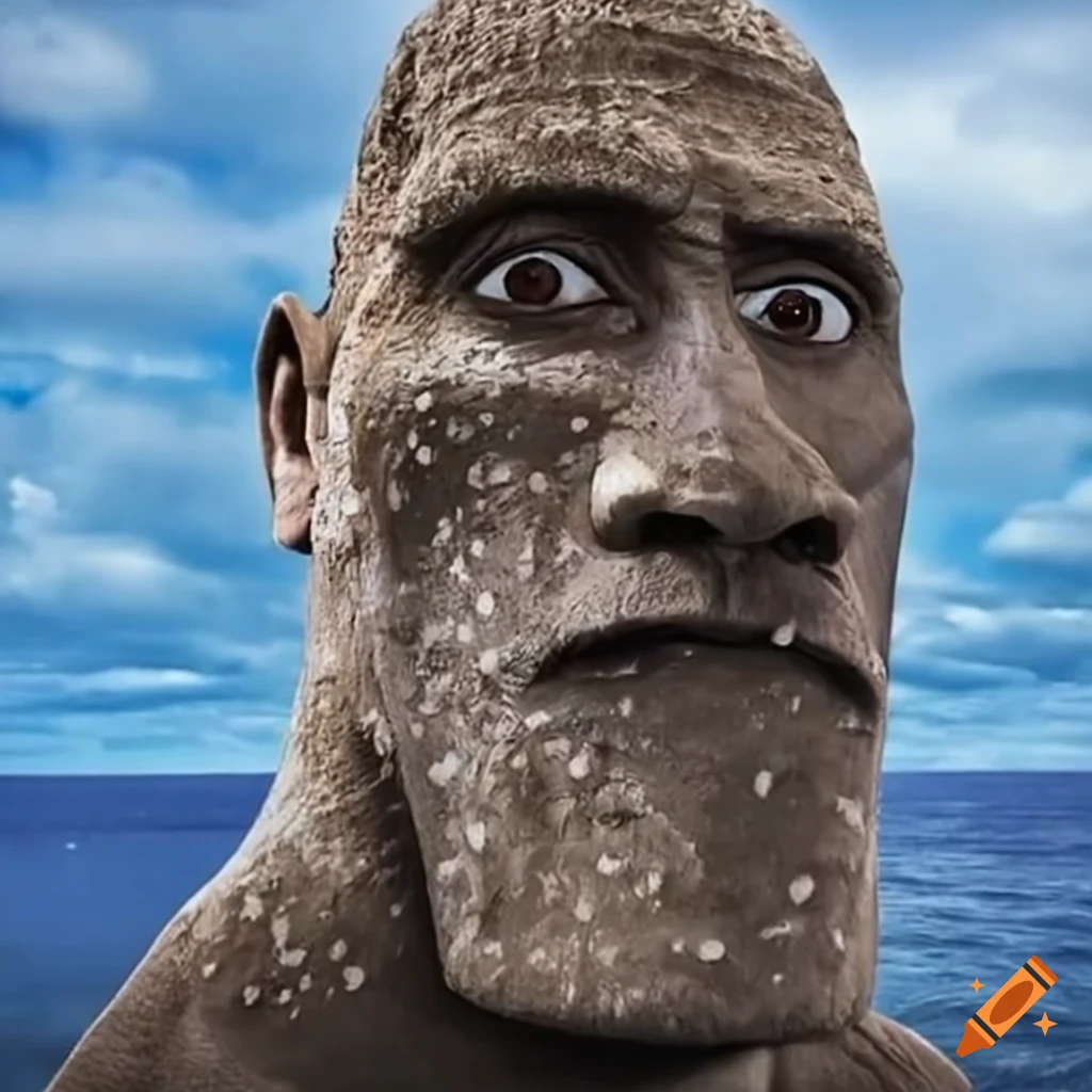 Dwayne johnson depicted as an easter island head on Craiyon