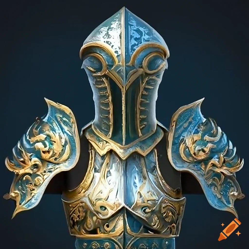 Front view of adorned magic armor on Craiyon