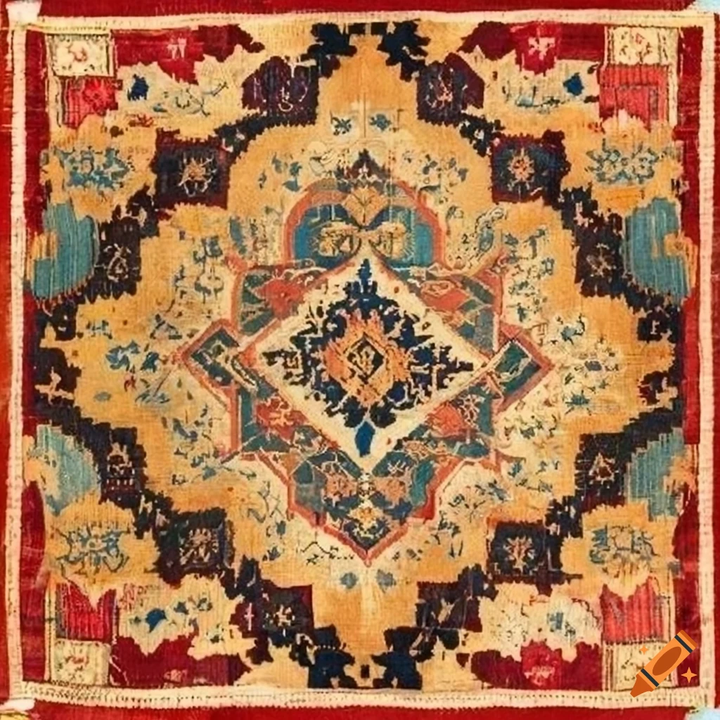 Colorful arabic tapestry from the 18th century on Craiyon