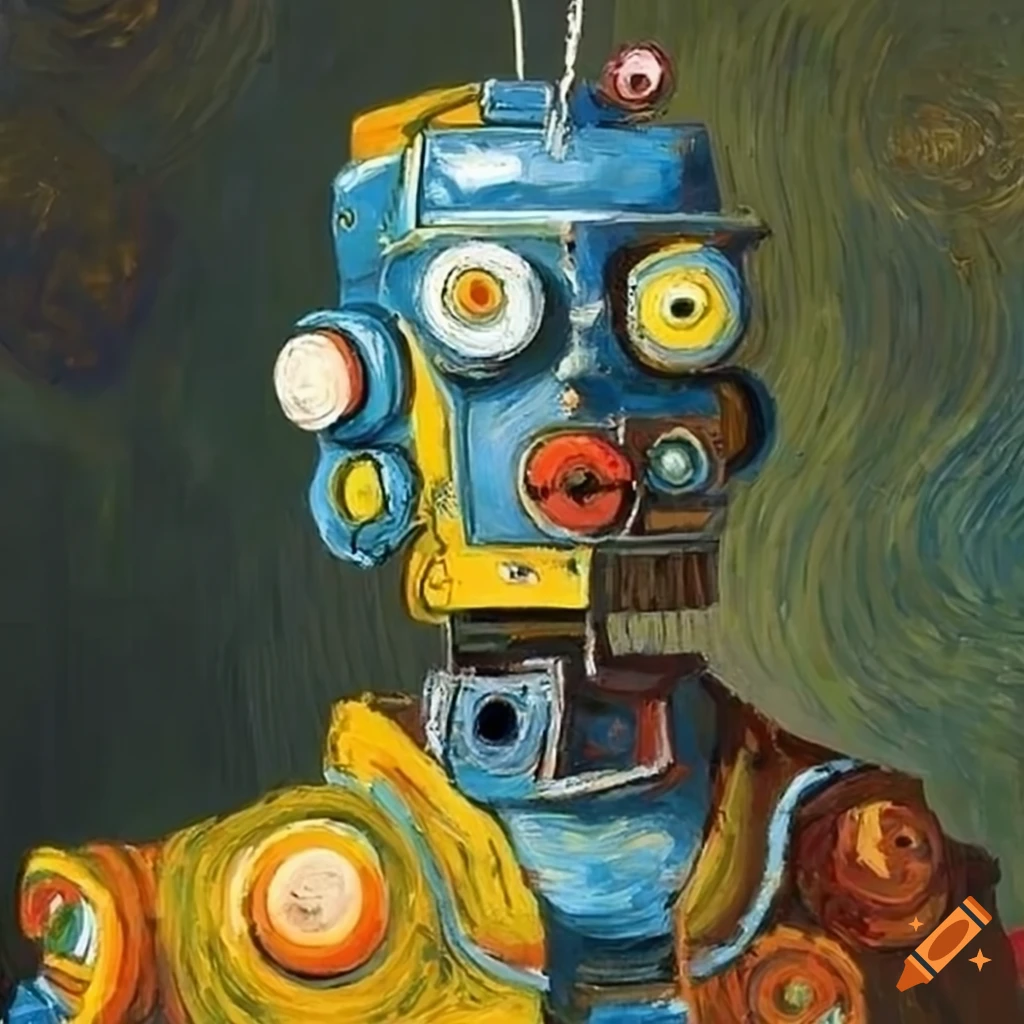 Robot painted in the style of van gogh on Craiyon