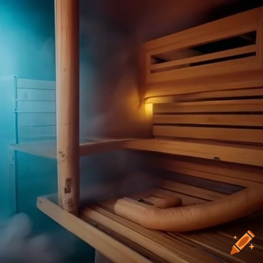 Sauna room with visible smoke on Craiyon