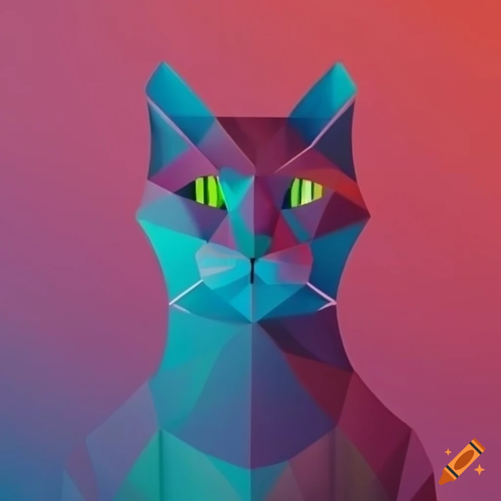 Geometric abstraction of a cat with precise lines and shapes on Craiyon