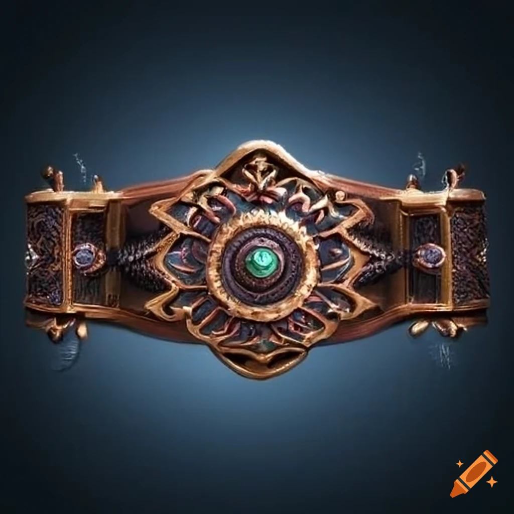 Front view of a magic war belt on Craiyon