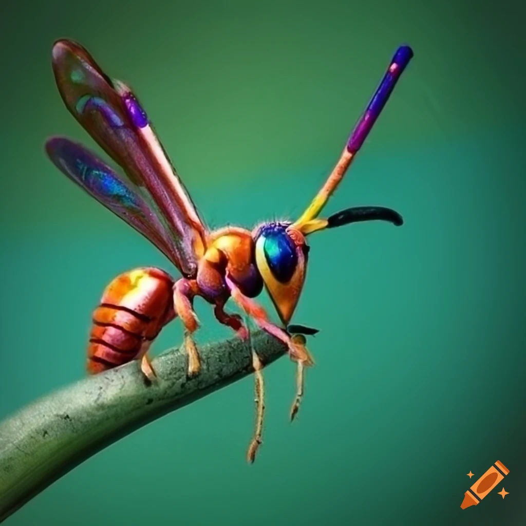 Colorful wasp insects with copper, silver, and jade hues on Craiyon