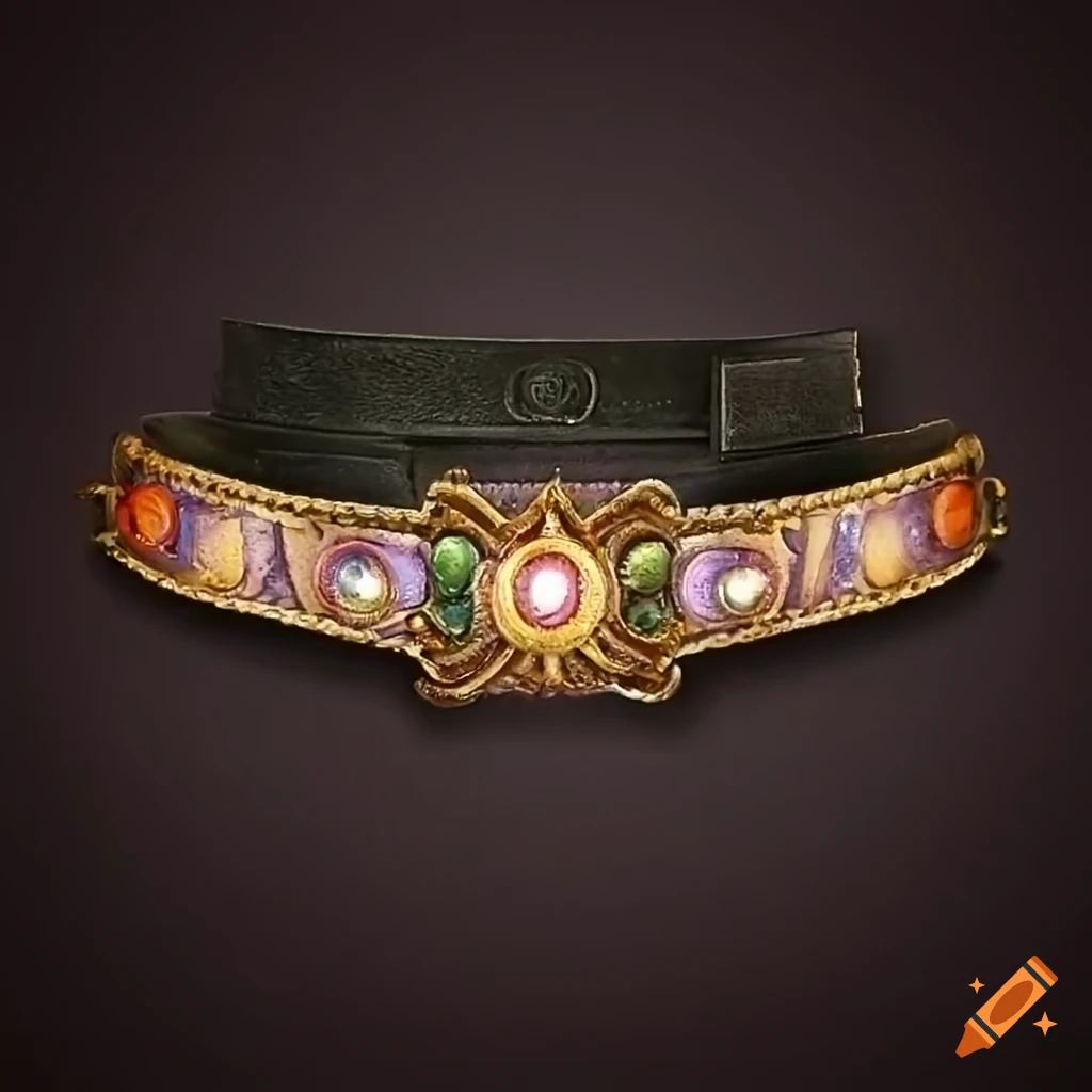 Adorned magic war belt from the front view on Craiyon