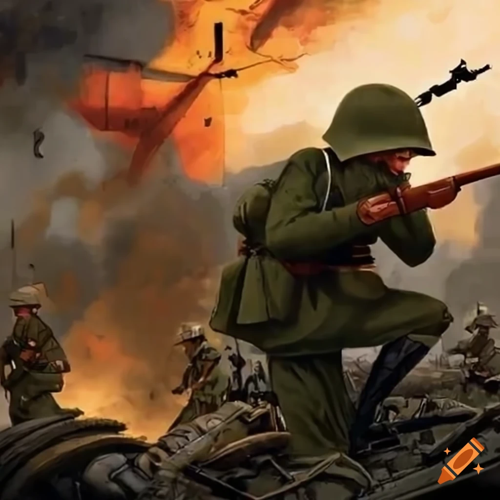 Rapid comic panels depicting the invasion of Poland in 1939 on Craiyon