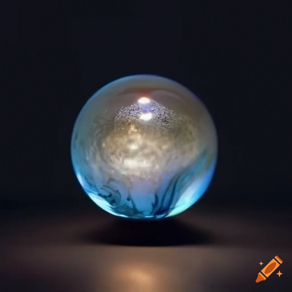 Translucent crystal ball filled with shimmering water on Craiyon
