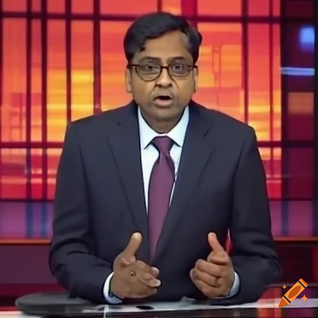 Television studio broadcasting live news coverage on Craiyon