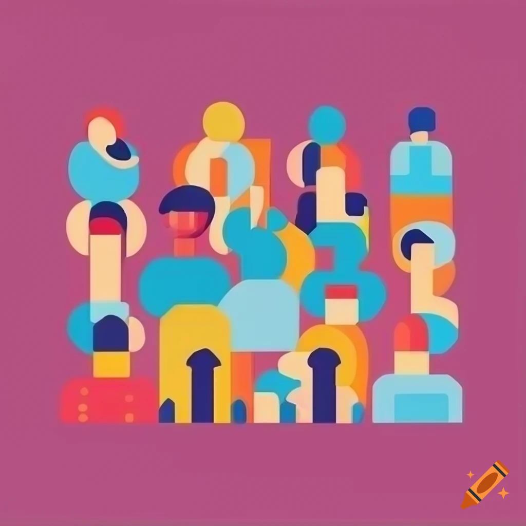 Vector design of multiple teams of people for app icon on Craiyon