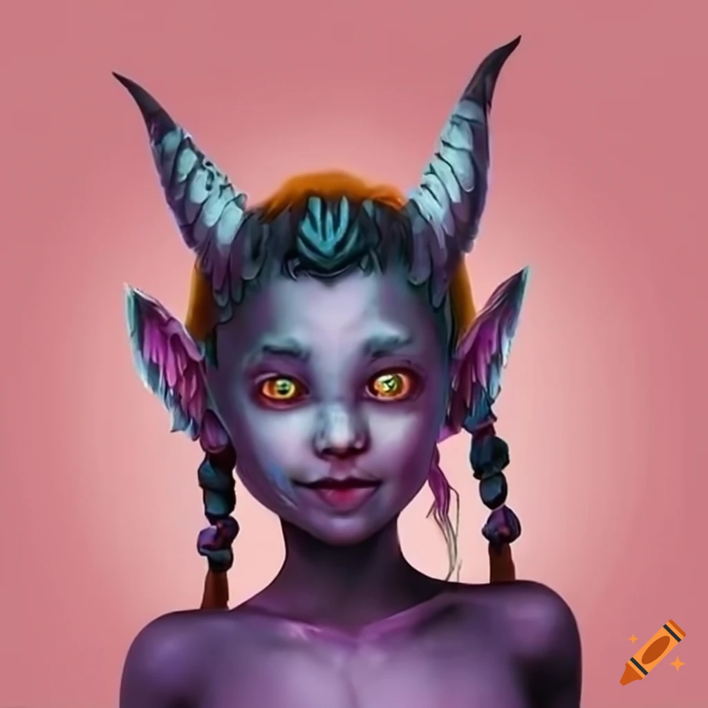 Female monster kid with wings and eyes on Craiyon