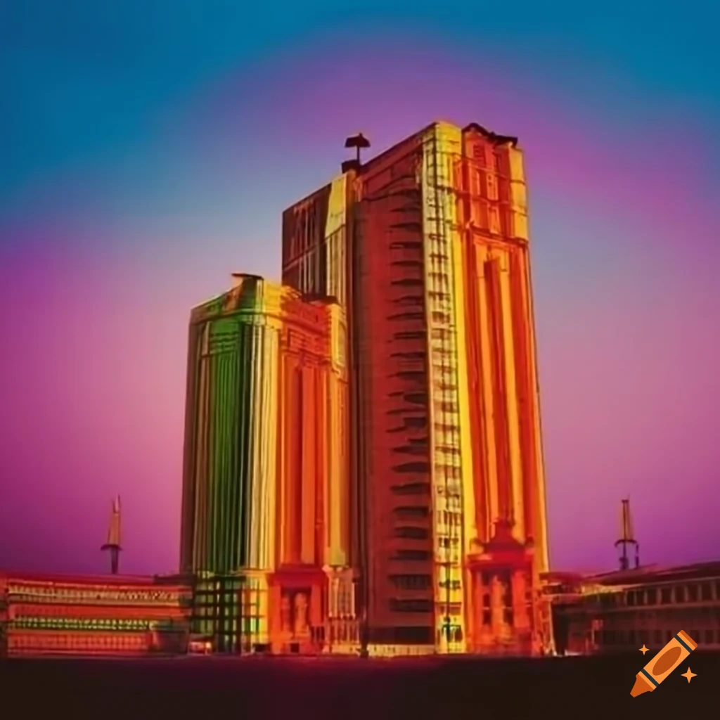 Colorful 60s-era communist city with utopian vibes on Craiyon