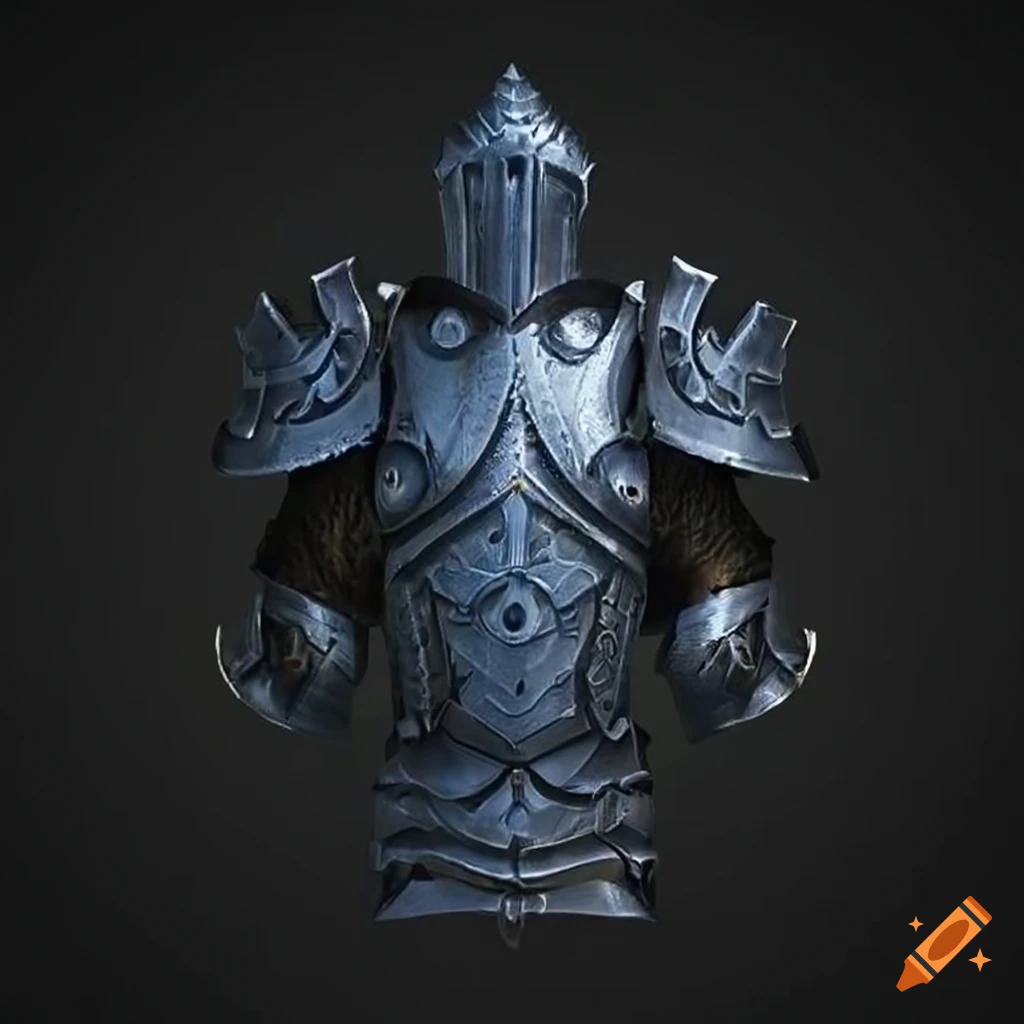 Front view of intricately adorned magic armor on Craiyon